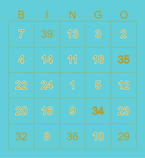 1-35 Bingo Card
