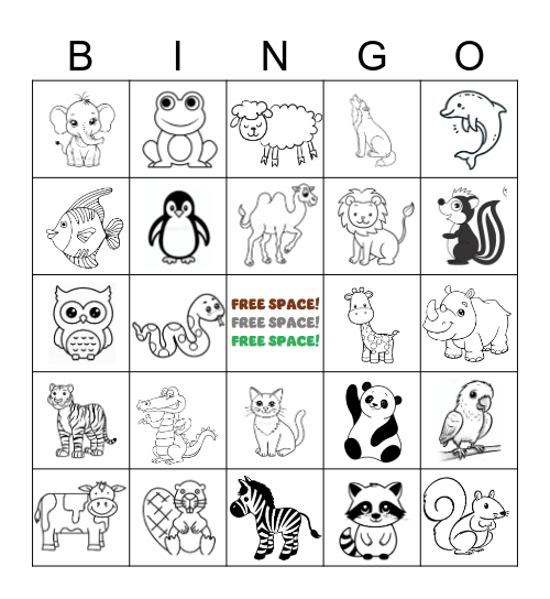 Animal Bingo Card