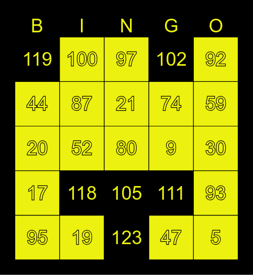Number Bingo 1-100 Bingo Card