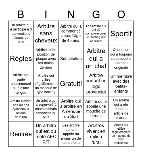 Bingo Bleu #58 - FR Bingo Card