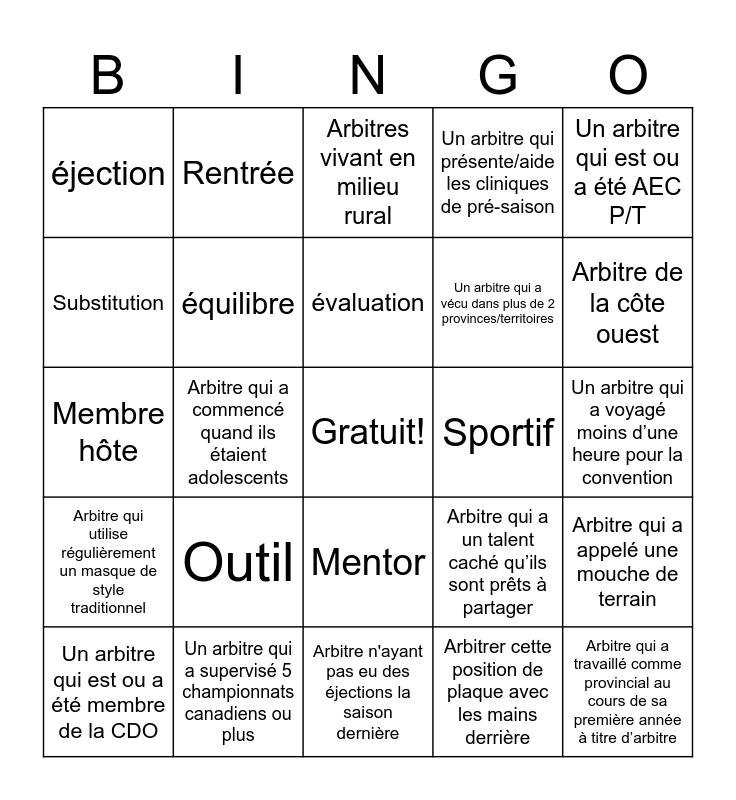 Bingo Bleu #71 - FR Bingo Card