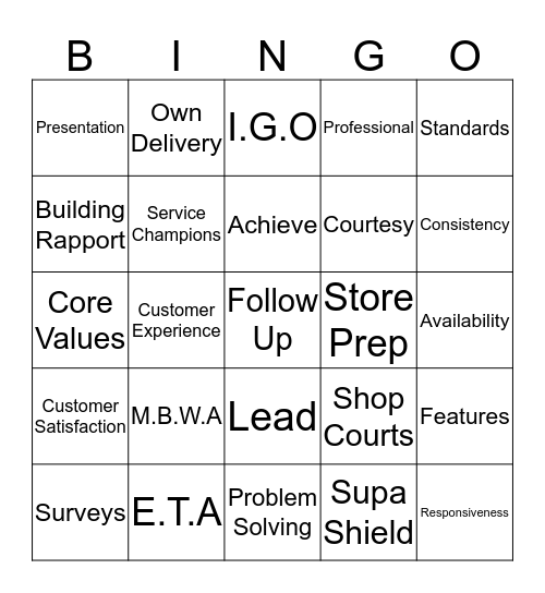 Customer Service Week 2016 Bingo Card