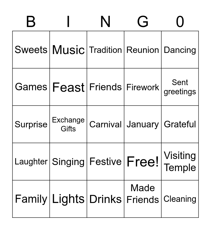 Celebration Bingo Card
