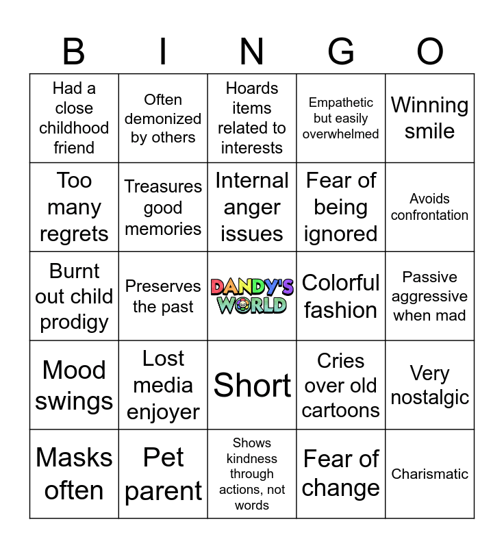 Dandy Kinnie Bingo Card