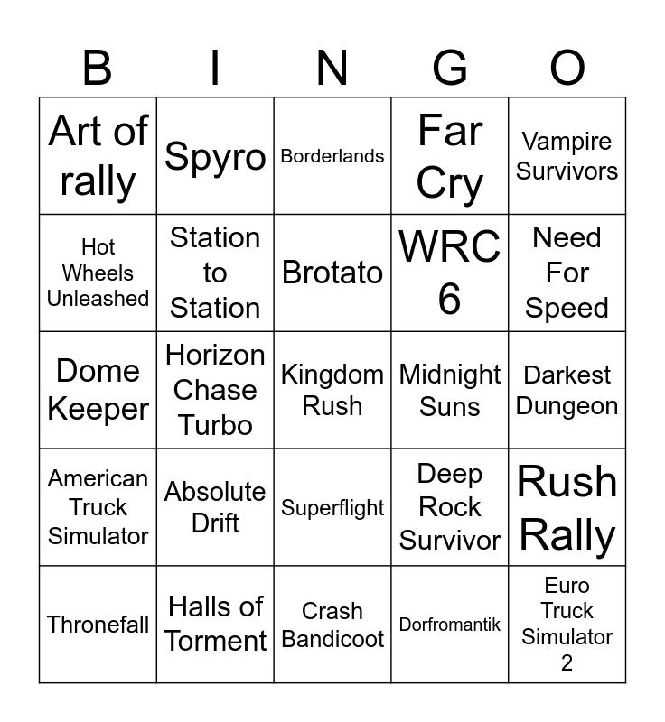 Steam Bingo Card