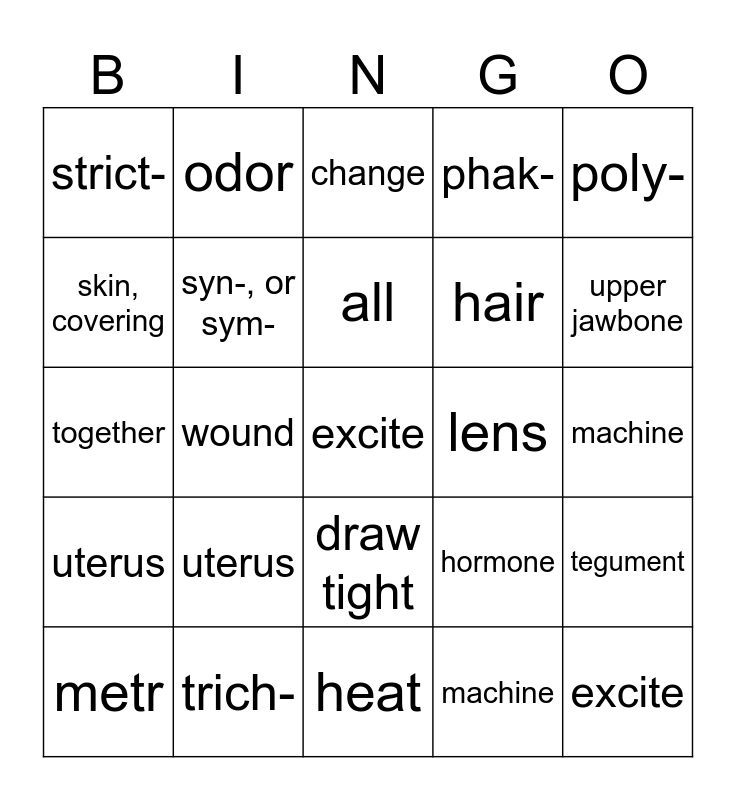 Dean Vaughn Lesson 10 Bingo Card