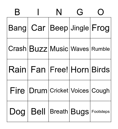 Sound Bingo Card