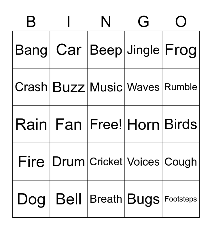 Sound Bingo Card