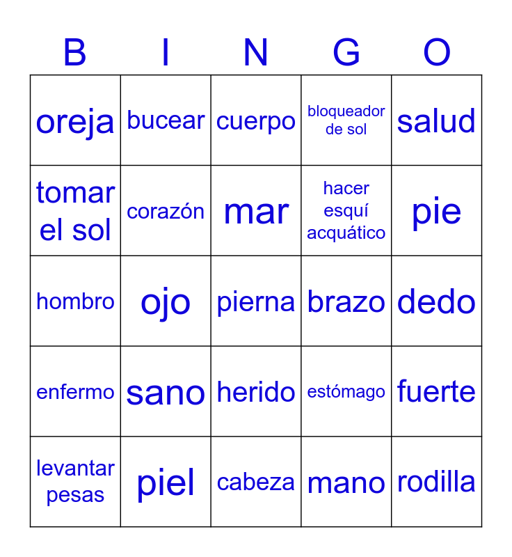 Avancemos 6.2 Bingo Card