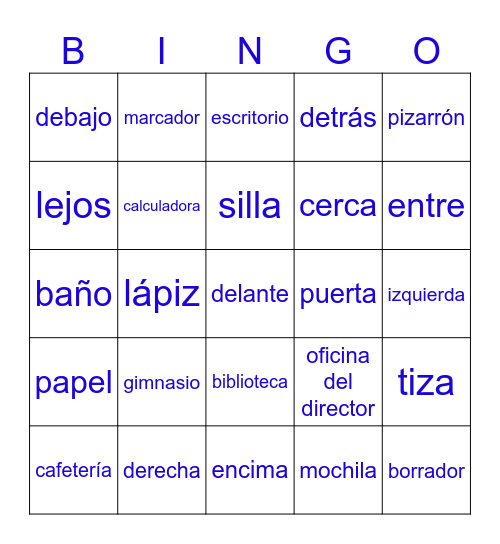 Avancemos 2.2 Bingo Card