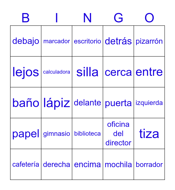 Avancemos 2.2 Bingo Card