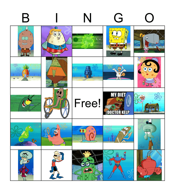 Spongebob Characters Bingo Card