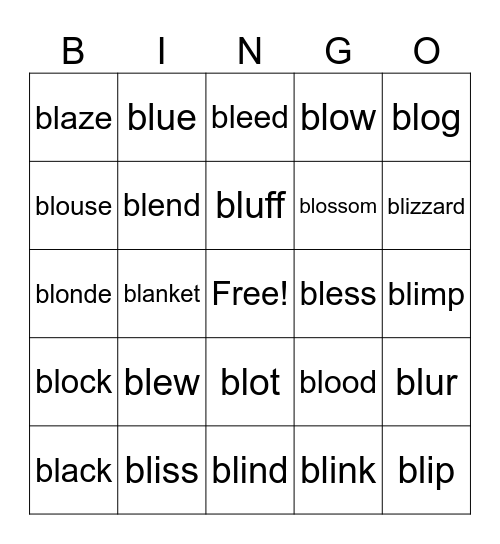 BL Blends Bingo Card