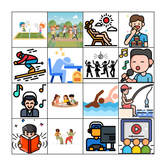 Present Progressive Bingo Card