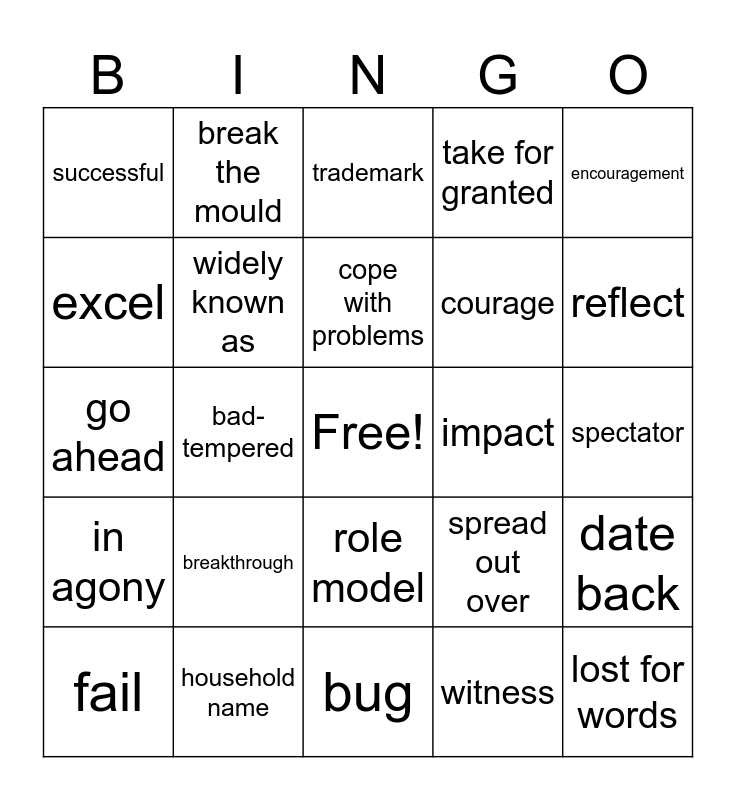 Close up B2 5th Bingo Card