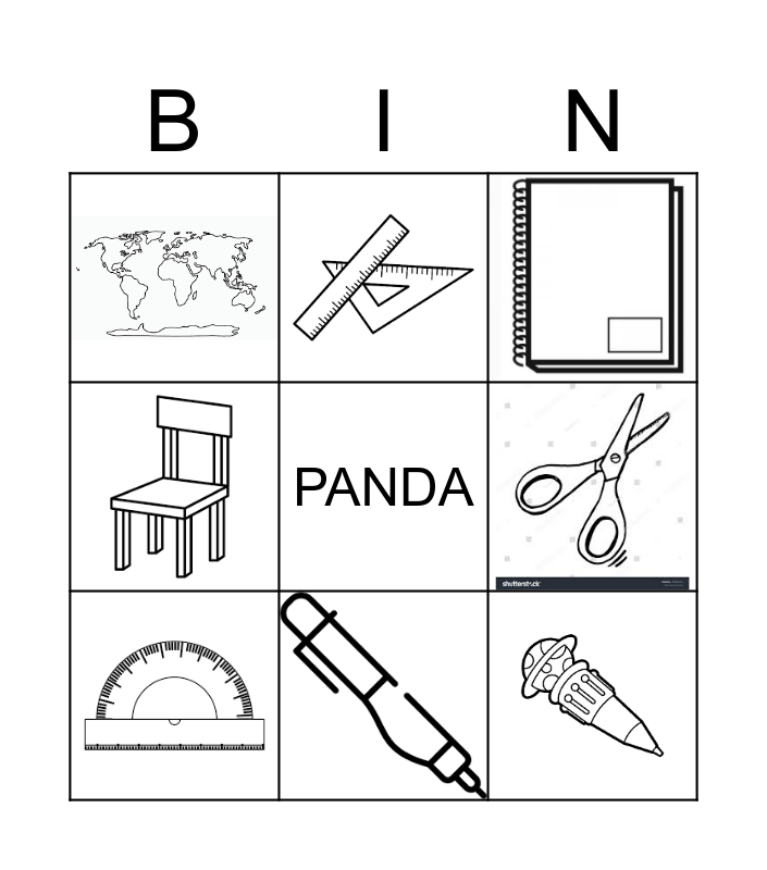 útiles escolares Bingo Card