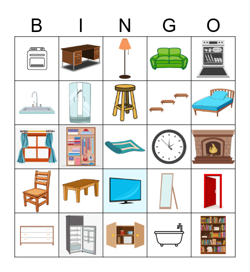 Furniture Vocabulary Bingo Card