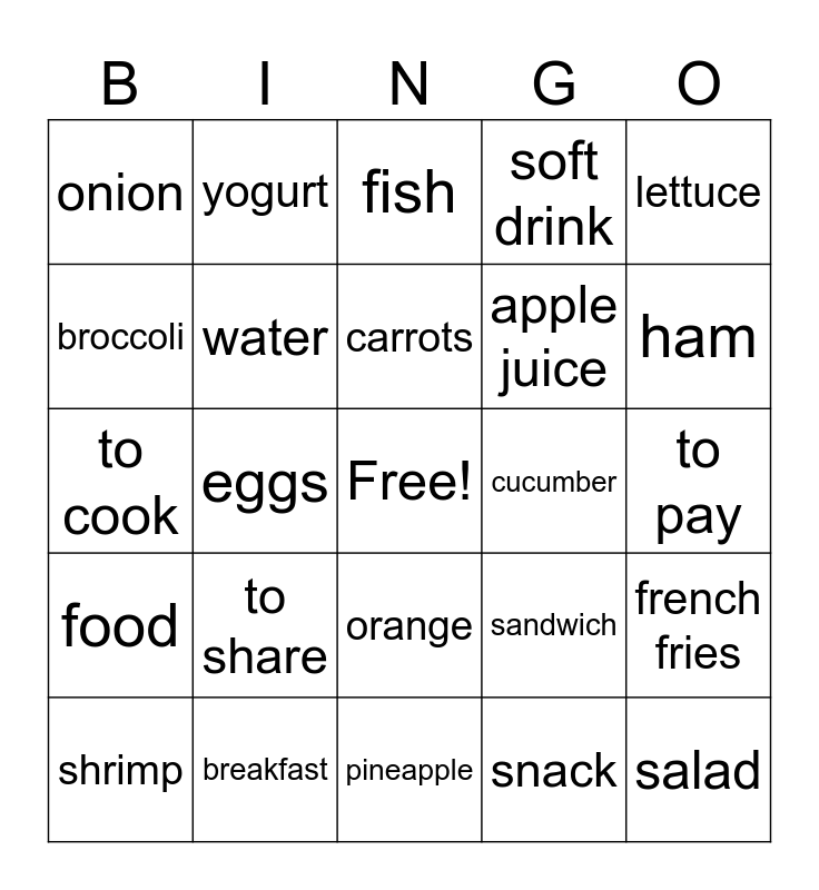 La Comida Bingo Card