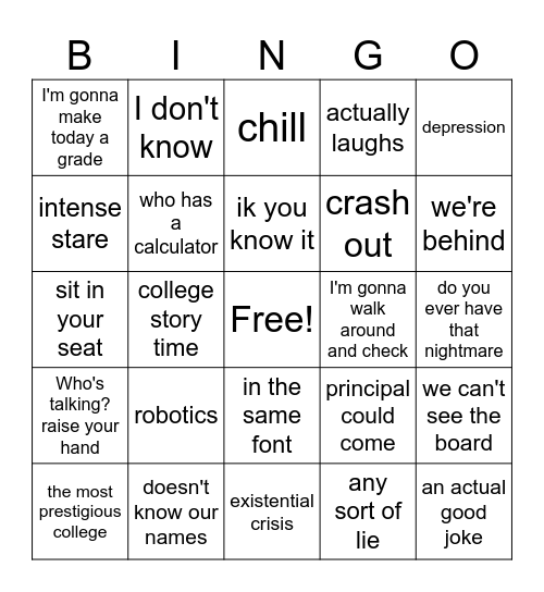 Stocks bingo Card