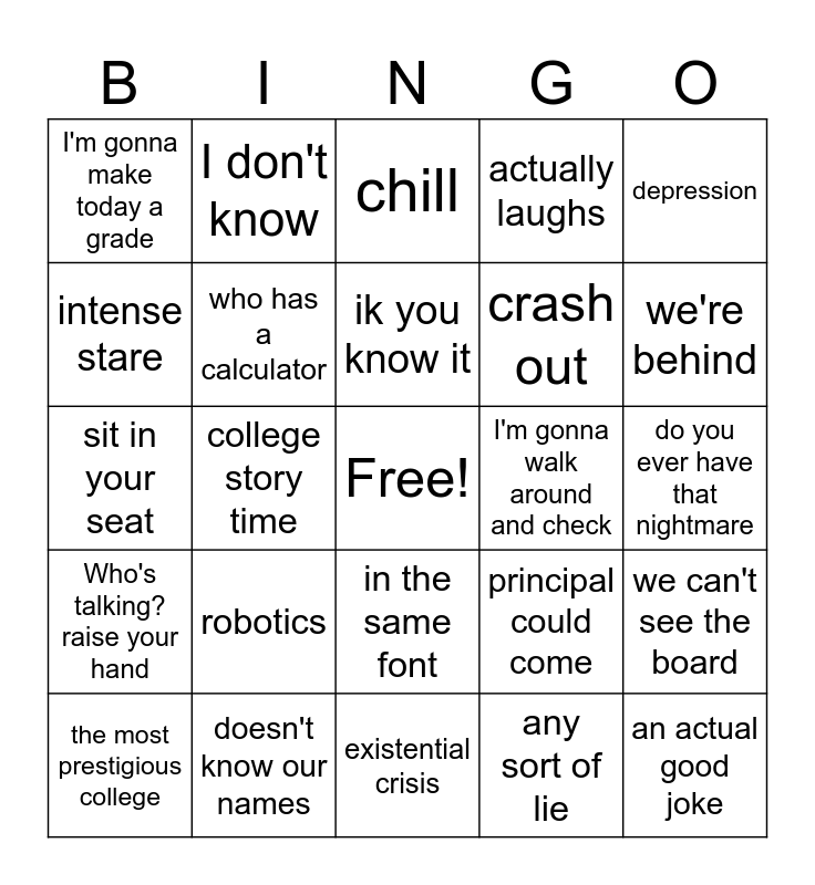 Stocks bingo Card