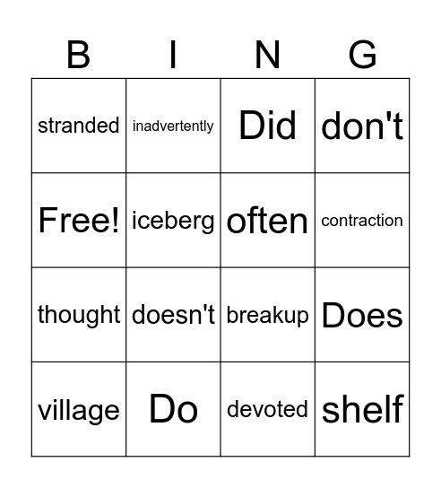 Two Were Left Bingo Card