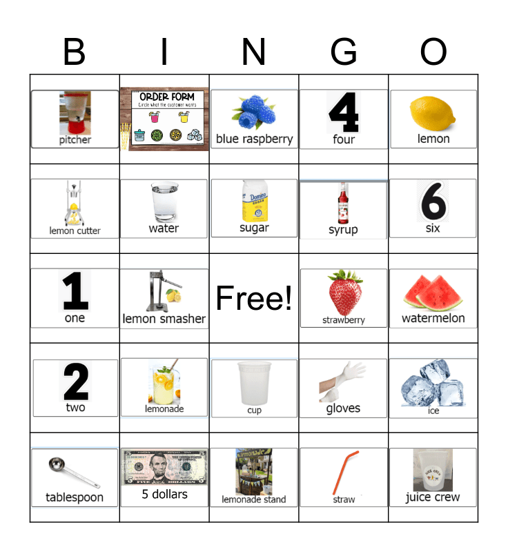 Lemonade Bingo Card