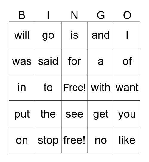 Red Word Bingo Card