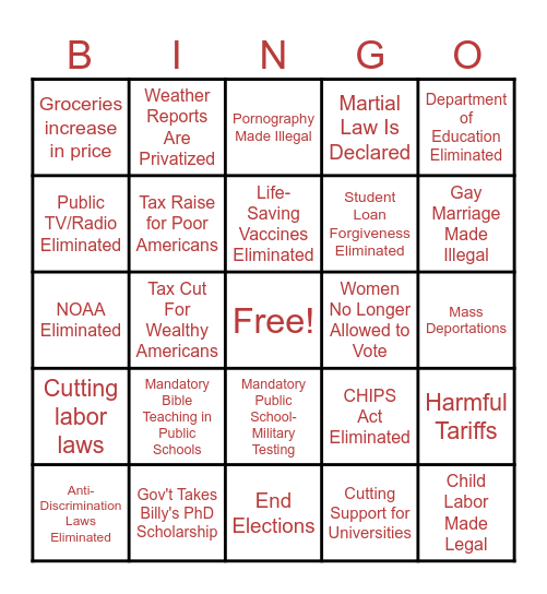 2025 Bingo Card