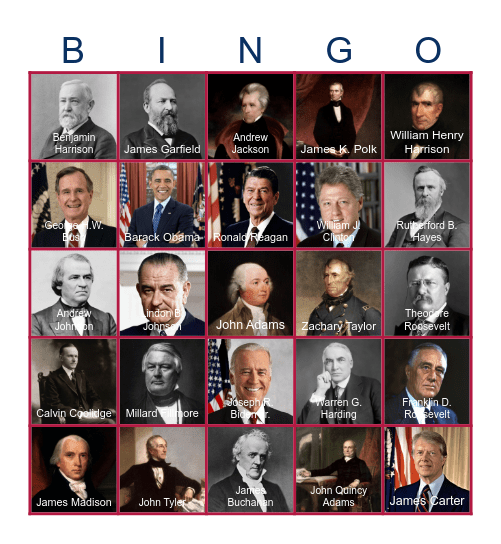 U.S. Presidents Bingo Card
