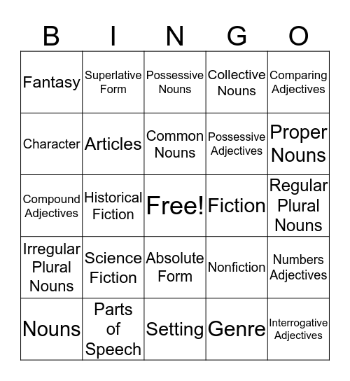 Word Wall Bingo Card