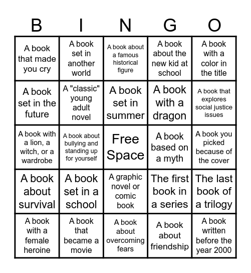 Independent Reading Bingo Card