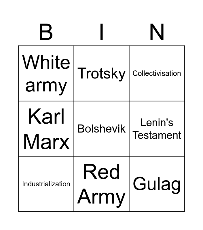 Communist Russia Bingo Card