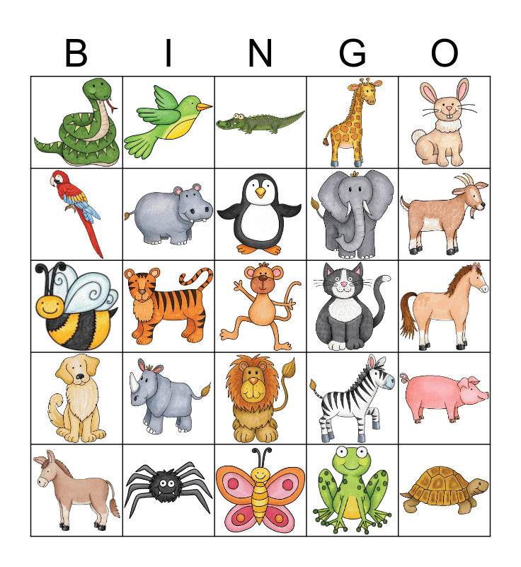 Tiere Bingo Card