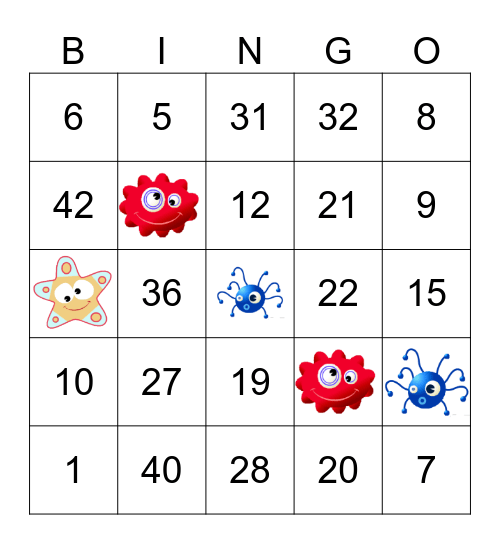 Germs Bingo Card
