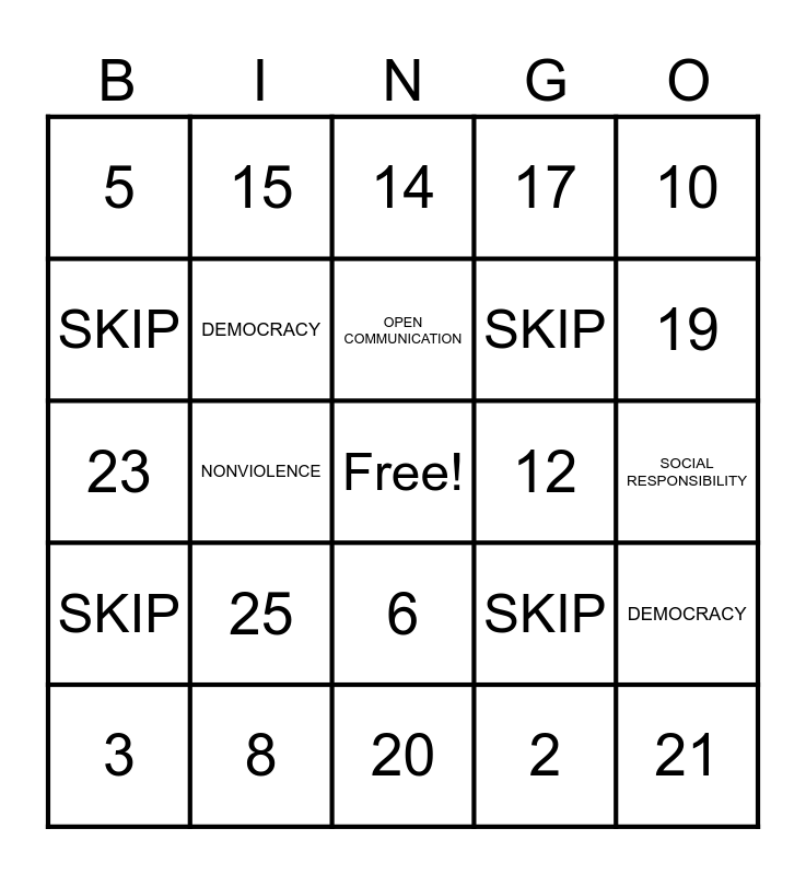 3Sanctuary Knowledge Check Bingo Card