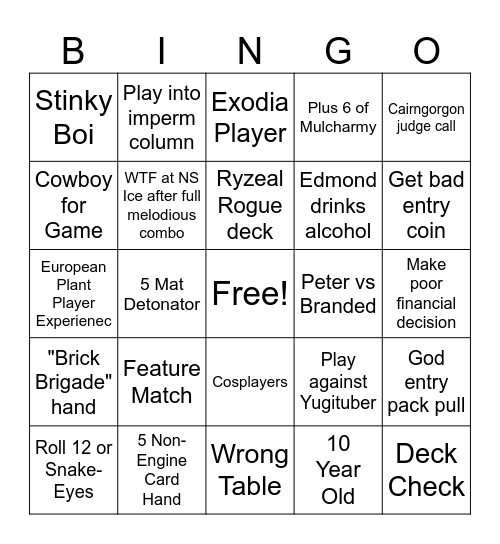 YCS Birmingham Bingo Card