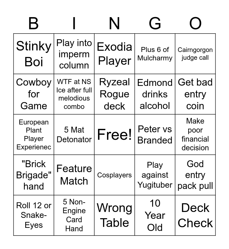 YCS Birmingham Bingo Card