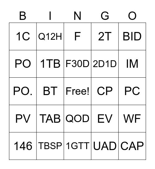 SIG CODES Bingo Card