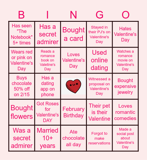 Virtual Valentine's Day Bingo