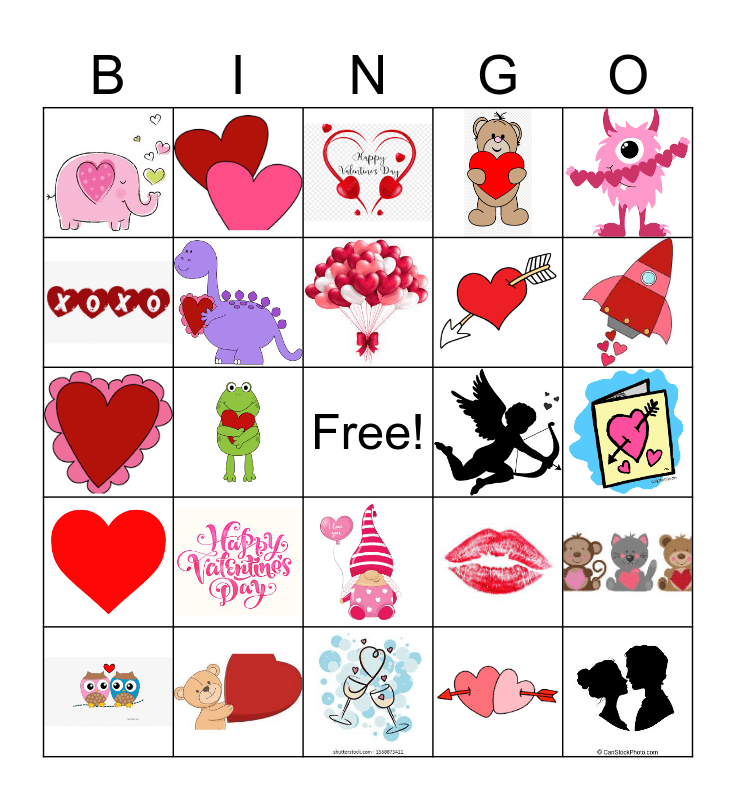 Valentines Day Bingo Card