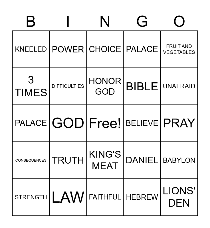 DANIEL Bingo Card