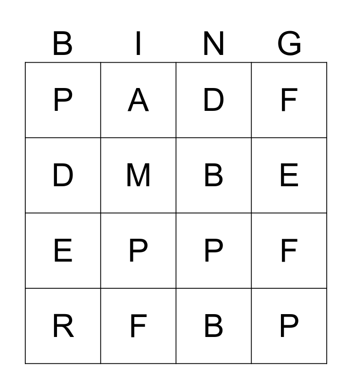 LETTER BINGO Card
