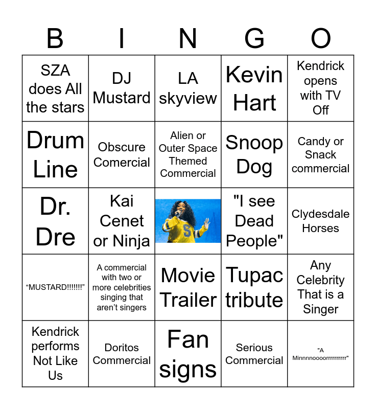 SZA Card Bingo Card