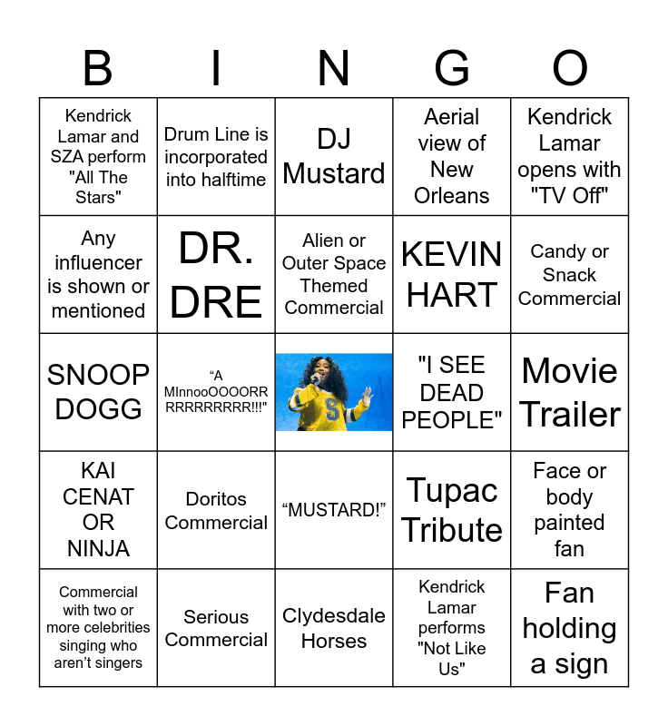 SZA Card Bingo Card