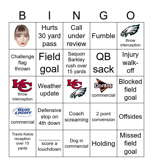 SUPERBOWL 2025 Bingo Card