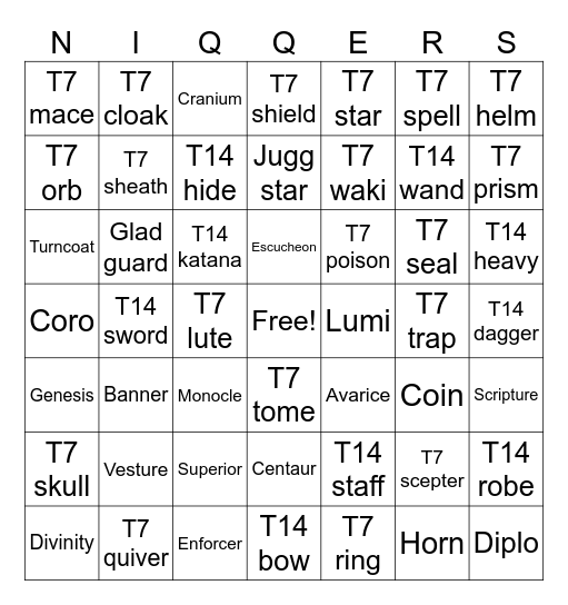 O3 bingo Card