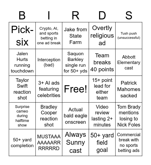 LET'S "GO BIRDS" TOGETHER Bingo Card