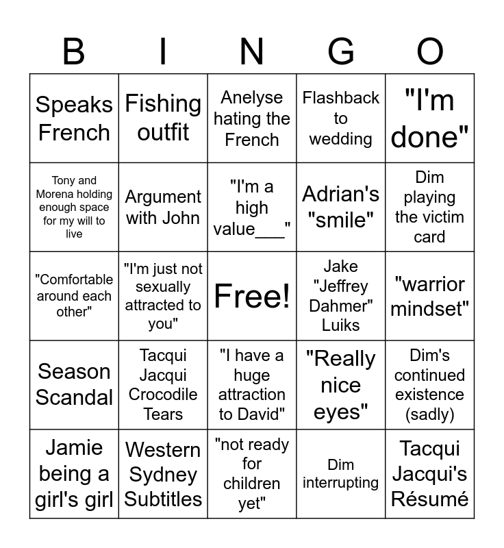 MAFS 2025 Bingo Card