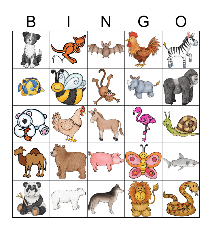 Tiere Bingo Card