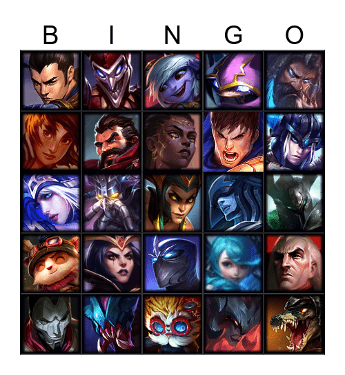 League of Legends CHAMPION WIN BINGO Card